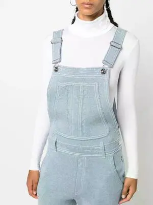 BARRIE Cotton-cashmere Denim-effect Dungarees