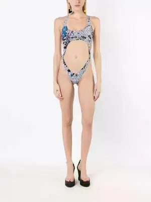 AMIR SLAMA Graphic-print Swimsuit With Cut-out Detail