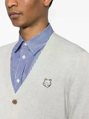 Maison Kitsuné Bold Fox Head Wool Cardigan - Grey