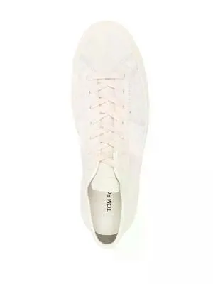 TOM FORD Logo-patch Lace-up Sneakers - Neutrals