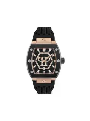 Philipp Plein The Hexagon Phantom Watch With Stainless Steel Case And Silicone Strap - Black