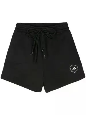 Adidas By Stella McCartney Logo-print Organic Cotton Track Shorts - Black