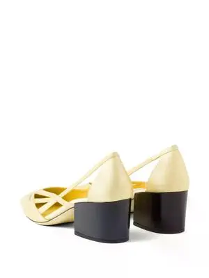 Prada 55mm Satin Cut-out Pumps - Yellow