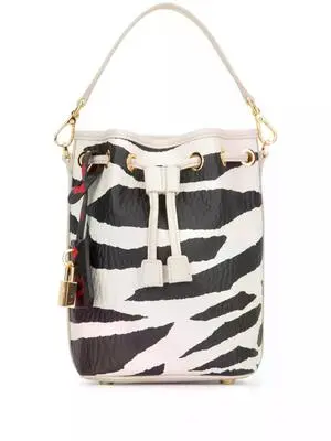 Mcm Dessau Bucket Bag With Zebra Print And Padlock Detail