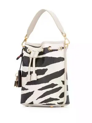 Mcm Dessau Bucket Bag With Zebra Print And Padlock Detail
