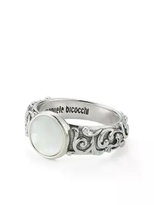 Emanuele Bicocchi Arabesque Engraved Chevalier Ring - Silver