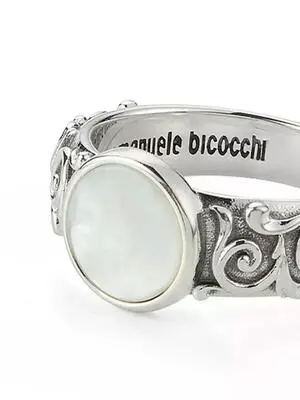 Emanuele Bicocchi Arabesque Engraved Chevalier Ring - Silver