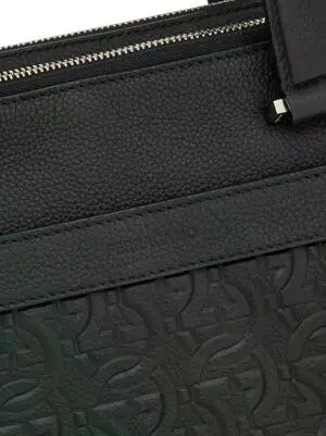 FERRAGAMO Monogram-embossed Leather Briefcase