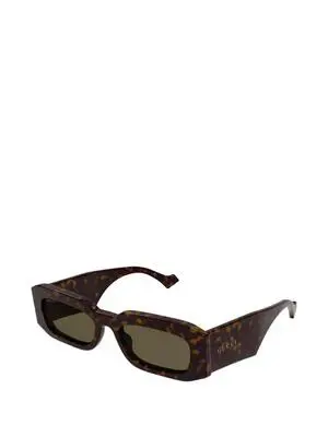 Gucci Tortoiseshell-effect Rectangular-frame Sunglasses
