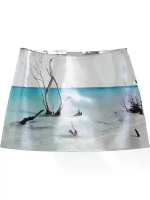 Prada Leather Mini Skirt - Silver