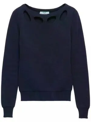 Prada Cotton Boat-neck Sweater With Cut-out Detail