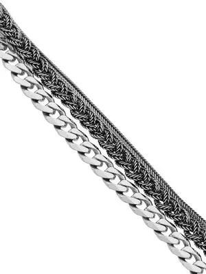 Emanuele Bicocchi Sterling Braid And Chain Bracelet