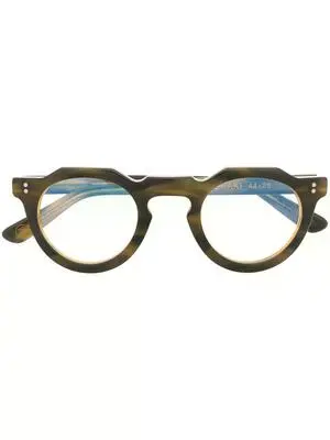 LESCA Tortoiseshell-effect Round-frame Glasses - Green