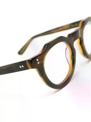 LESCA Tortoiseshell-effect Round-frame Glasses