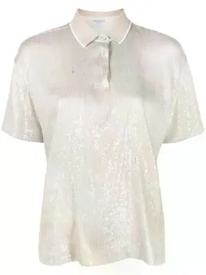 Brunello Cucinelli Sequin Embellishment Polo T-shirt