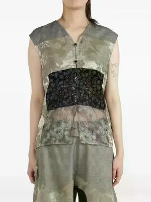COMMUNS Floral-embroidered Sleeveless Top