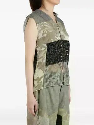 COMMUNS Floral-embroidered Sleeveless Top