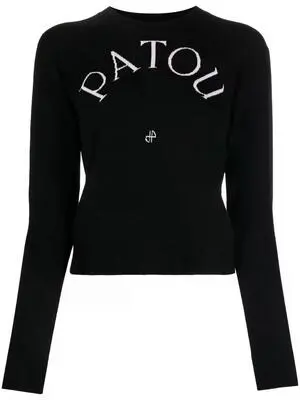 PATOU Logo-print Wool-blend Jumper - Black