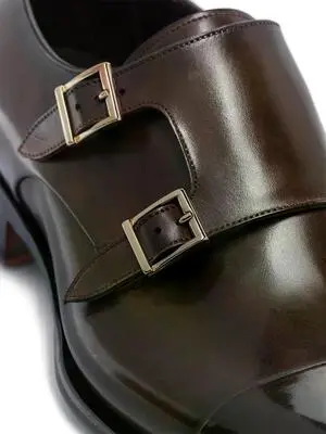 Santoni Double Strap Leather Monk Shoes