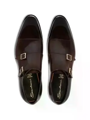 Santoni Double Strap Leather Monk Shoes