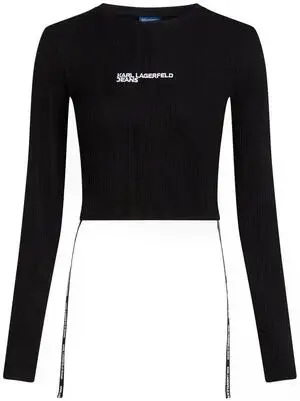 Karl Lagerfeld Long-sleeved Ribbed T-shirt - Black