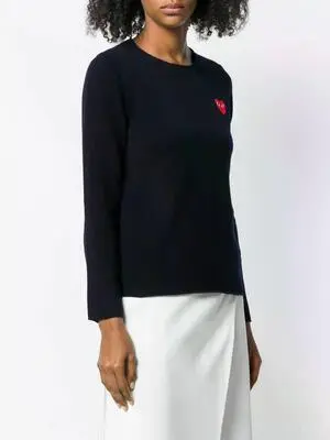 Play Comme Des Garcon Heart-appliqué Sweater - Blue