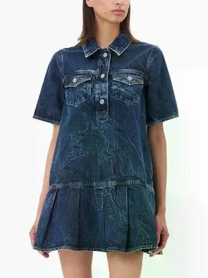 GANNI Crinkled Denim Mini Dress