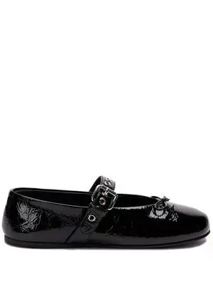 Miu Miu Leather Ballerina Shoes - Black