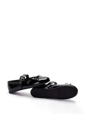 Miu Miu Leather Ballerina Shoes - Black