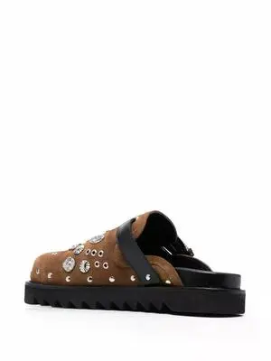 TOGA VIRILIS Stud-embellished Buckled Clogs - Brown