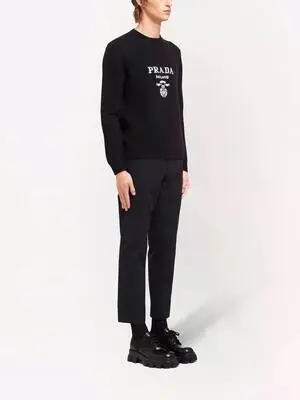 Prada Logo Intarsia Wool-cashmere Sweater
