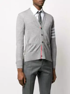 Thom Browne 4-bar V-neck Merino Wool Cardigan