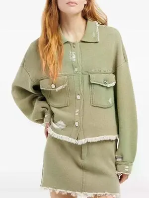 BARRIE Fringed Denim Jacket - Green