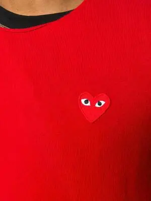 Play Comme Des Garcon Appliqué Heart Sweater - Red