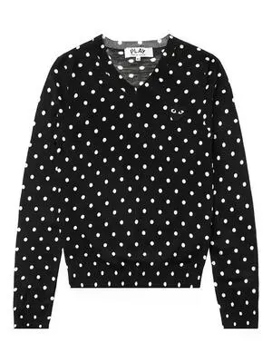 Play Comme Des Garcon Polka-dot Knitted Sweater - Black