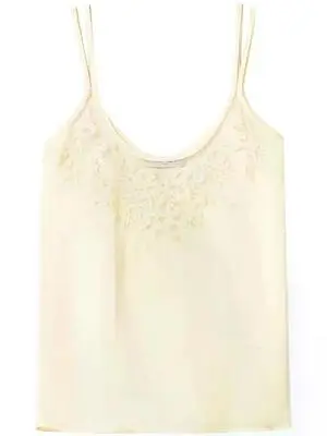 TWINSET Embroidered Satin Top - Neutrals