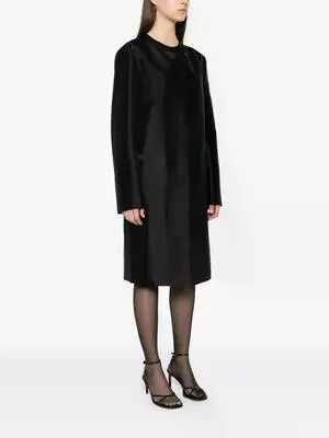 TOTEME Collarless Silk Coat - Black