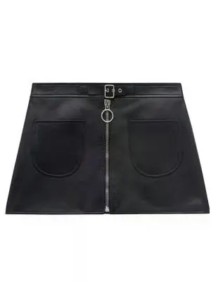 COURREGES Zip-up Leather Miniskirt - Black