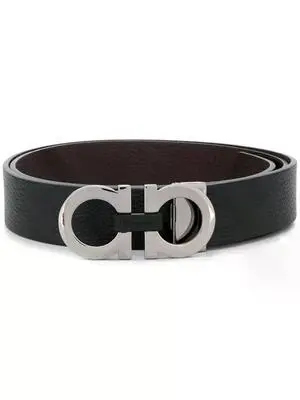 FERRAGAMO Gancini Belt With Silver-tone Hardware - Black