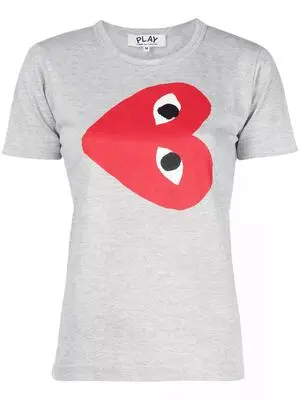 Play Comme Des Garcon Contrast Logo T-shirt - Grey