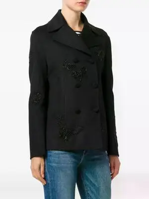 Valentino Garavani Butterfly-embroidered Double-breasted Coat