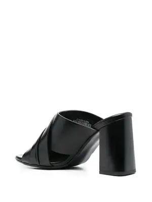 Calvin Klein 95mm Logo Plaque Block Heel Sandals - Black
