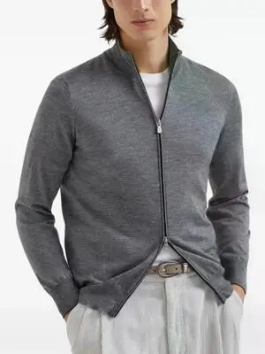 Brunello Cucinelli Zip-up Knit Cardigan - Grey