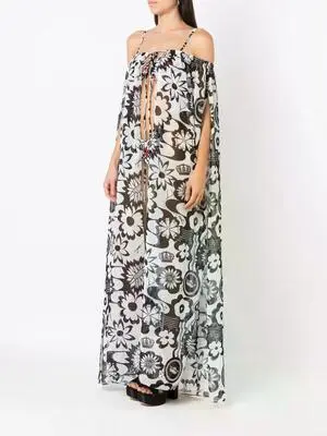 AMIR SLAMA Floral-print Maxi Beach Dress