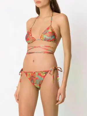 AMIR SLAMA Palm Leaf Print Bikini