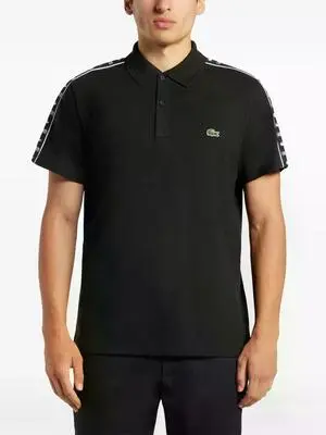 Lacoste Logo-embroidered Side-stripe Polo Shirt - Black
