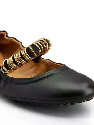 TOD'S Ballerina Shoes With Ring Detail - Black
