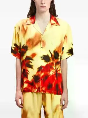 Palm Angels Abstract-print Notched-collar Shirt