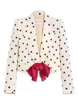 Valentino Garavani Shantung Blazer With Polka-dot Print - Neutrals