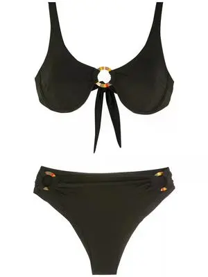 AMIR SLAMA Ring-details Bikini Set - Black